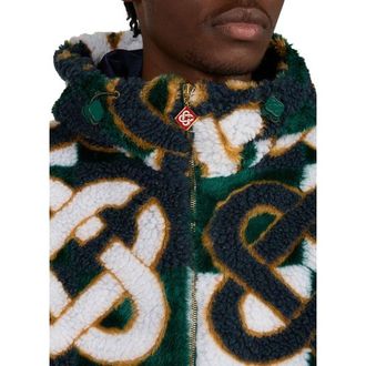 Casablanca Blouson logotyp&eacute; en laine m&eacute;lang&eacute;e
