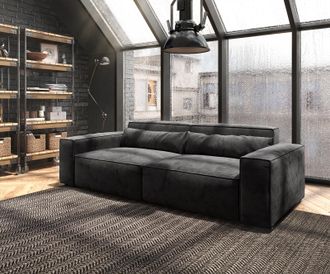 DELIFE Big-Sofa Sirpio 230x95 cm Mikrofaser Schwarz, Big Sofas