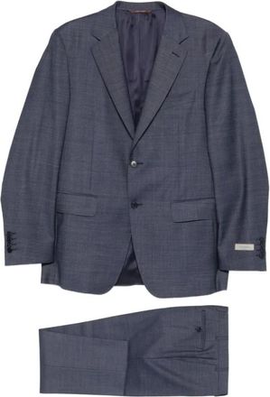 Canali Homme, Costumes, Bleu, Taille: L Costume en laine &agrave; simple boutonnage