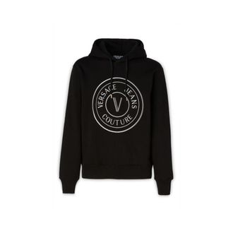 Versace Jeans Couture Schwarzer Baumwoll-Kapuzenpullover - - Sweatshirts & Hoodies - Herren - Schwarzk - XL
