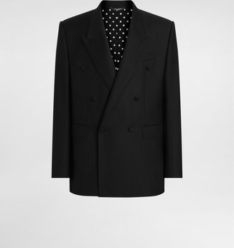 Dolce & Gabbana Double-breasted Sicilia Virgin Wool Jacket - Mann Anz&uuml;ge Und Blazer Schwarz 44