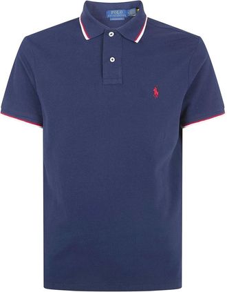 Polo Ralph Lauren Homme, Tops, Bleu, Taille: XL Short Sleeves Knit Contrast Polo