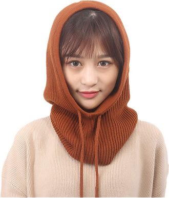ACVIP Damen Multifunktionale Strickm&uuml;tze Winter Warme Kapuzen-Schal Sturmhaube(Karamell)