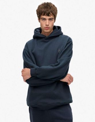 Superdry Blank - Sweat &agrave; capuche oversize - Bleu myrtille marine