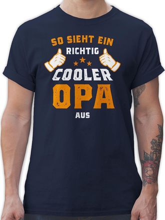 Shirtracer T-Shirt Herren - Geschenke - So Sieht EIN richtig Cooler Opa aus Orange - 3XL - Navy Blau - spr&uuml;che Tshirt opi Geschenk batertag EIN. Shirt Grandfathe
