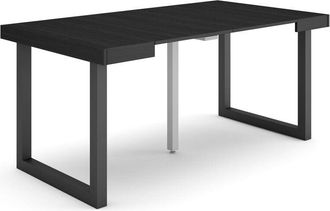 Skraut Home Skraut Home - Table console extensible, Console meuble, 160, Pour 8 personnes, Pieds bois massif, Style moderne, Noir