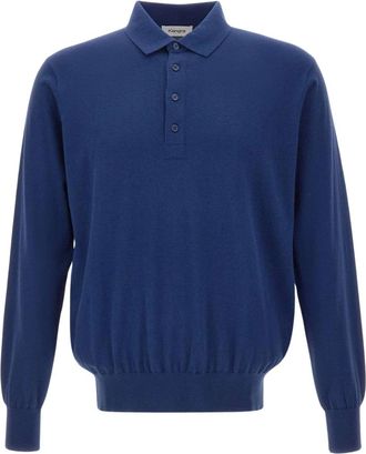 KANGRA Polo en Laine et Coton - Homme - Tops - Bleu - Taille: L