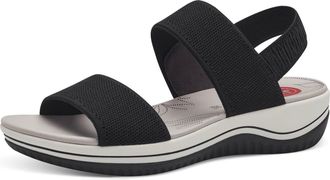 Jana Coshy Damen Sandalen flach Elastisch Vegan, Schwarz (Black), 37 EU