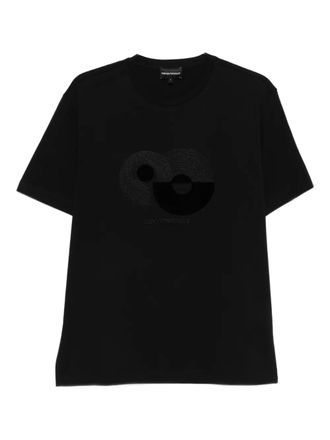 Emporio Armani T-Shirt mit Logo-Stickerei - Schwarz
