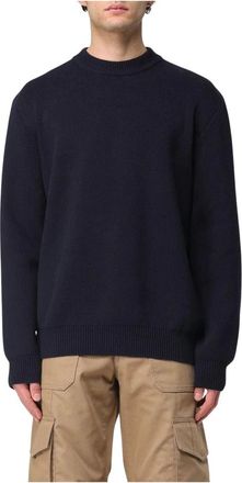 Golden Goose Homme, Pulls, Bleu, Taille: L Pull ras du cou en maille c&ocirc;tel&eacute;e