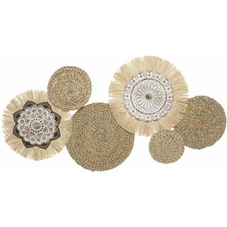 DKD Home Decor Metallfaserwanddekoration 127.6x7x66.7 nat&uuml;rliche Metallfasermaterial Multicolor -Farbfamilie Wanddekoration Details