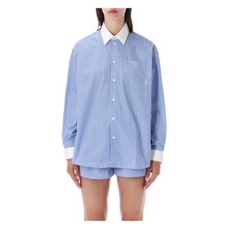 Sporty & Rich SRC Oversized Shirt - - Blouses & Shirts - Damen - Blau - M