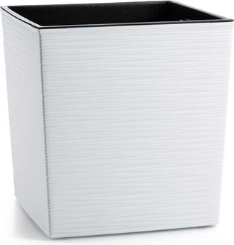 HowHomely Blumentopf Eckig Wei&szlig; 31 x 30 x 30 cm Pflanzk&uuml;bel Gro&szlig; Au&szlig;en - Blumenk&uuml;bel mit Pflanzk&uuml;bel Einsatz - Pflanzk&uuml;bel Betonoptik f&uuml;r Deko Wohnzimmer Garten