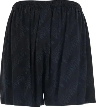 Balenciaga Logo-Print Viscose Jogger Shorts - Black