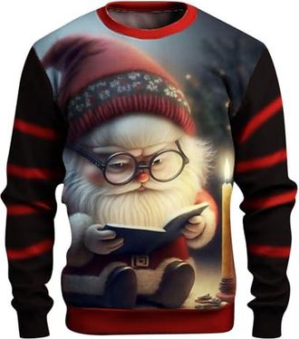 Generic Pull de Noël amusant pour homme, sweat-shirt de Noël pour homme, pull de sport Ugly avec impression 3D de renne doux et amusant Pull dhiver, gris fonc