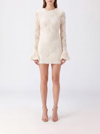 Rotate Lang&auml;rmeliges Mesh-Minikleid mit Blumenmuster mit ausgestellten B&uuml;ndchen