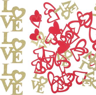 NUOBESTY 100 St&uuml;ck Valentinstag Party Deko Konfetti Gold Rot Papierstreu Hochzeit Jahrestag Tischdeko Romantische Papierkonfetti Streudeko f&uuml;r Feier und Engage