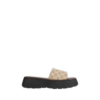 Gucci GG Canvas Flatform Slide Sandals