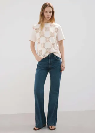 Mango T-shirt avec imprim&eacute; crochet blanc cass&eacute; - Femme - XXS - MANGO