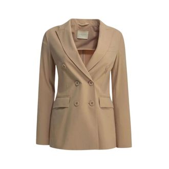 Circolo 1901 Femme, Vestes, Beige, Taille: 48 FR Manteau crois&eacute; &agrave; revers pointus