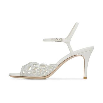 Loriblu Sandalenschmuck aus Satin und Milchleder mit Strass - - Shoes - Damen - Wei&szlig; - 37 EU