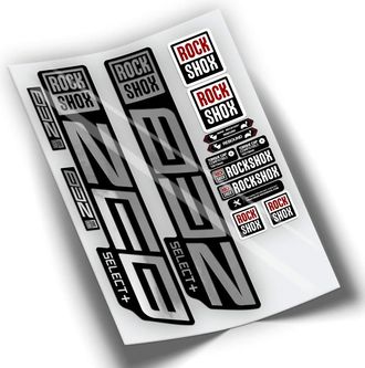 Generico Ref: VP445 Aufkleber, kompatibel mit Rock-Shox ZEB SELECT PLUS 2021, 2025 MTB, Sticker, Aufkleber, Aufkleber f&uuml;r Mountainbikes, (verchromtes Silber)
