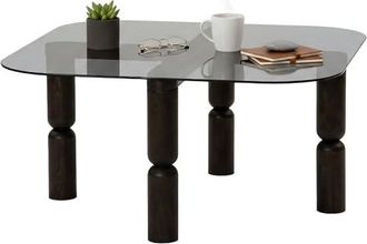 Dmora Couchtisch Psamathe 80x80x40h cm Schwarz Rauchglas