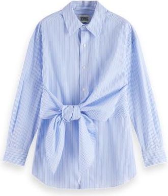 Scotch & Soda T-Shirt rayé noué, Bleu Ciel/Blanc à Rayures 905, 42