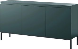 Selsey Kommode Schrank Aufbewahrungsschrank 150 cm 3 T&uuml;ren 6 F&auml;cher Dunkelgr&uuml;n Schwarze Beine Bemmi