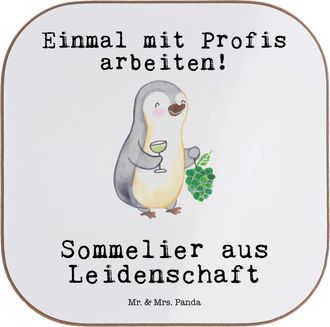 Mr. & Mrs. Panda Untersetzer für Gläser Sommelier Leidenschaft - Geschenk, Coaster, Tischuntersetzer, Holzuntersetzer, gläseruntersetzer, Tassenuntersetzer