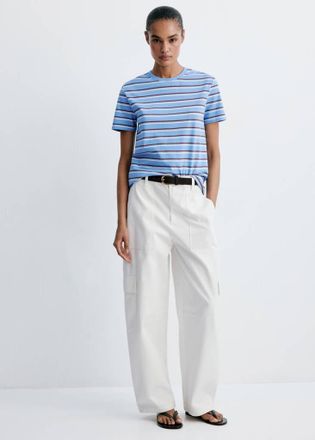 Mango T-shirt coton &agrave; rayures bleu - Femme - XXS - MANGO