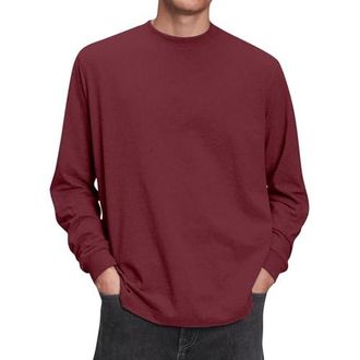 Generic T-shirt &agrave; manches longues pour homme - T-shirt ample &agrave; col rond - L&eacute;ger et respirant - Extensible - Grande taille - Couleur unie - T-shirt d&eacute;contract&eacute;