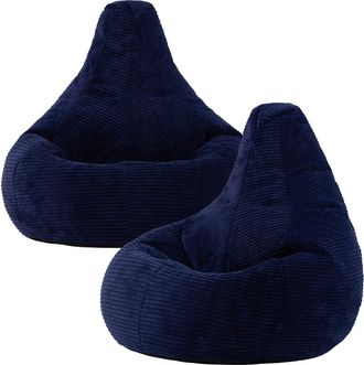 Icon Brand Dalton Sitzsack Cord, Marineblau, 2er-Pack, Gaming Sitzsack Erwachsene mit F&uuml;llung, Bean Bag, Cord Sessel, Lounge Sessel, Lounge Stuhl, Schlafzimmer, 
