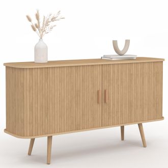 IDMarket Aparador Romie Efecto Listones 2 Puertas Correderas 140 Cm