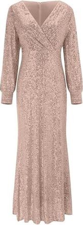 Generic Robe longue de plage pour femme - Imprim&eacute; &eacute;paule - Robe longue &eacute;vas&eacute;e - Grande taille, beige, XXL