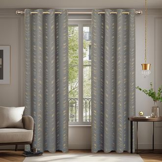 Deconovo Verdunkelungsvorh&auml;nge mit &Ouml;sen Blickdichte Gardinen Wohnzimmer Moderne Fenstervorh&auml;nge K&auml;lteschutz Thermogardine mit Linienmuster, 180x140 cm(H&ouml;hexBre