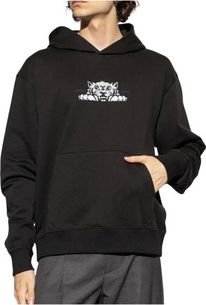 Kenzo Homme, Sweatshirts et sweats &agrave; capuche, Noir, Taille: XL Happy Tiger Embroidered Sweat &agrave; capuche