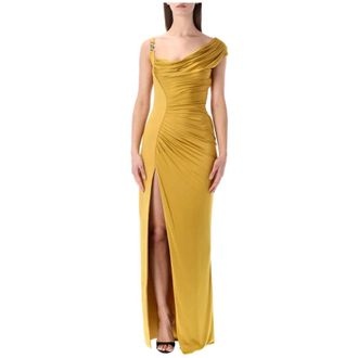 Versace Medusa 95 Draped Gown - - Dresses - Damen - Gelb - S
