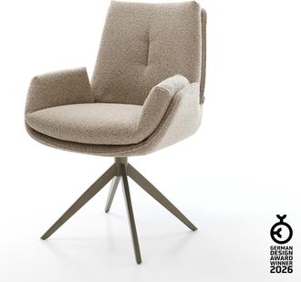 DELIFE Drehstuhl Clea-Flex Boucl&eacute; Schlamm Kreuzgestell breit Effektfinish Titan 360&deg; drehbar Wippfunktion, Esszimmerst&uuml;hle