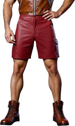 Generic Short d&eacute;t&eacute; d&eacute;contract&eacute; pour carnaval, 2026, couleur unie, l&eacute;ger, confortable, taille &eacute;lastique avec poches, v&ecirc;tements dext&eacute;rieur, bordeaux, 3XL
