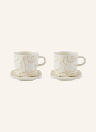Marimekko 2er-Set Kaffeetassen Oiva/Piirto Unikko Mit Untertassen weiss
