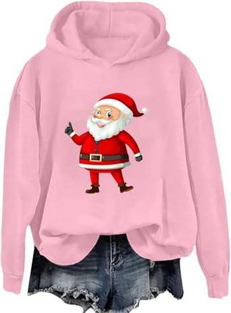 Generic HUIFUAO Sweat à capuche de Noël pour femme - Sweat-shirt de Noël amusant - Tenue de Noël surdimensionnée - Pull à manches longues - Costume de vacance