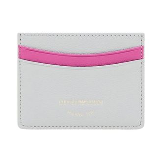Emporio Armani Porte-cartes en cuir foulonn&eacute; - Femme - Accessoires - Blanc - Taille: ONE Size