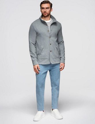 Ombre Sweatjacke Herren-Sweatshirt mit Knopfleiste und Stehkragen