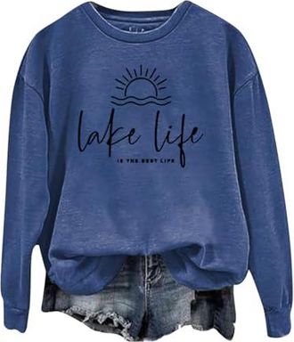 Generic Sweat à capuche à manches longues et col rond imprimé « Fashion Is The Life Letter » 2026, bleu, XXL