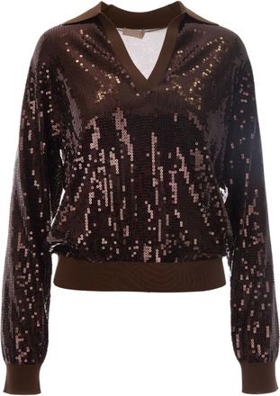 Liu Jo Femme, Tops, Brun, Taille: 40 FR Pull avec sequins