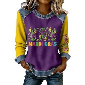 Generic Sweat-shirt &agrave; capuche &agrave; manches longues et col rond pour femme, violet, XXL