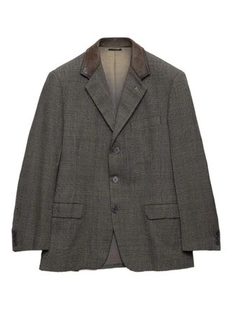 Prada Einreihiges Sakko mit Lederkragen - Grau