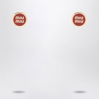 Miu Miu Rote Ohrringe aus Metall mit Ohrl&auml;ppchen