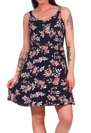 Only Damen Onlkarmen S/L Short Dress WVN Noos Kleid, Night Sky/AOP:Rose Flowers, 44 EU